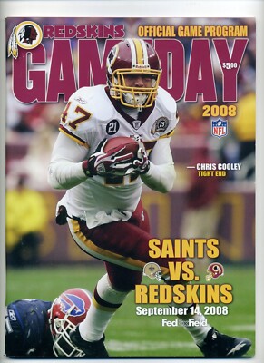 September 14, 2008 GameDay Program Redskins vs. New Orleans Saints M577 ...