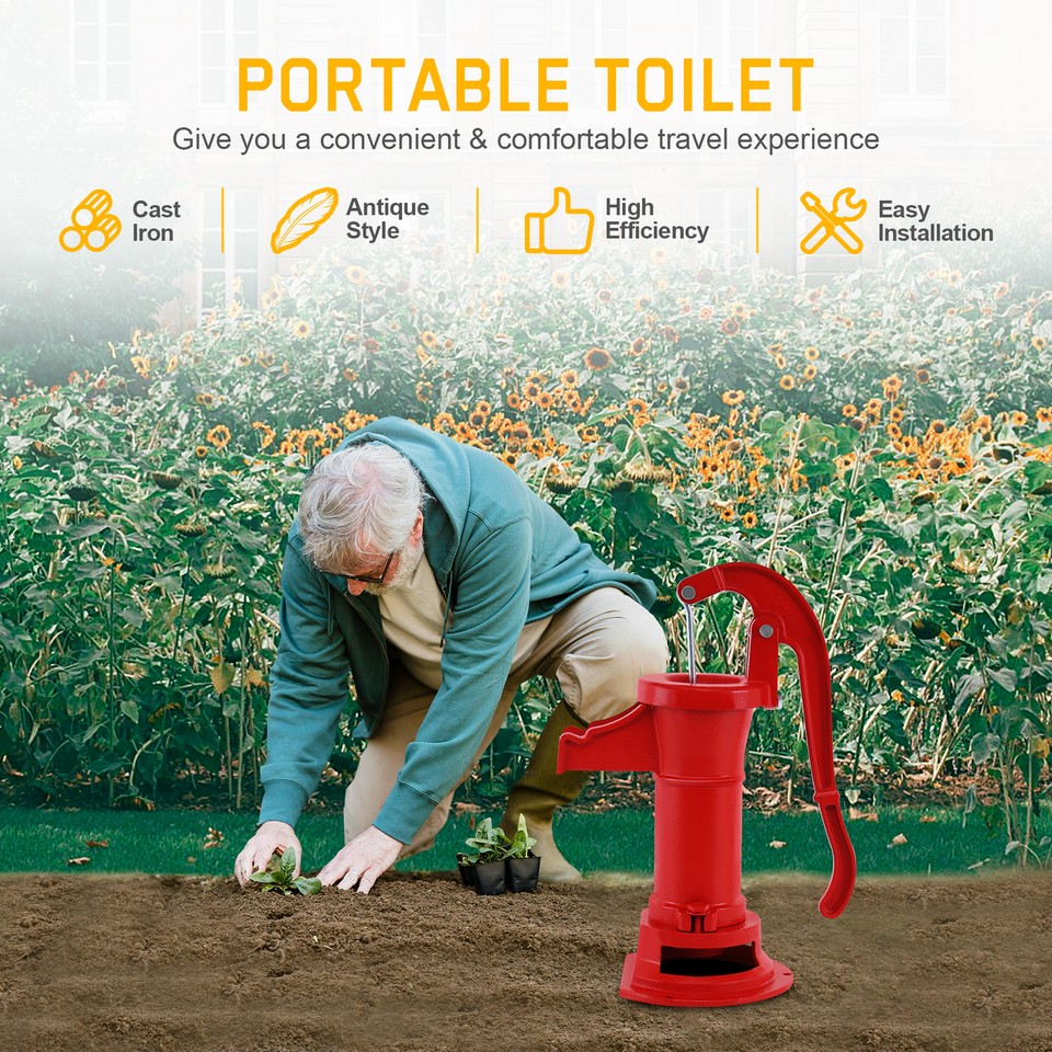 Manual Hand Water Pitcher Pump 25Ft Lift Cast Iron Hand Well Pump ...