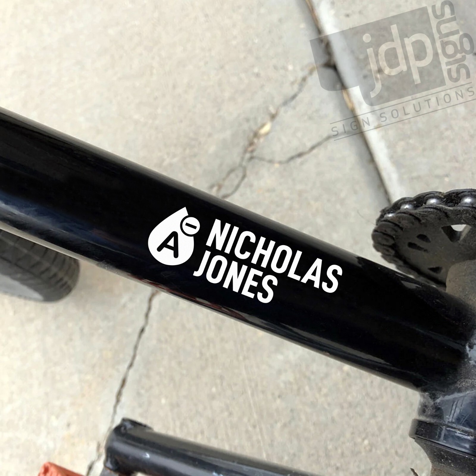 x2 PERSONALISED BLOOD TYPE BIKE FRAME NAME STICKERS VINYL DECAL CYCLE ...