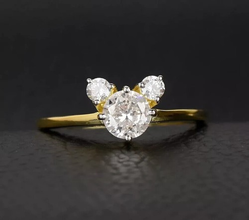 Mickey Mouse Charm Ring 14K Yellow Gold Plated Lab Created Diamond 2Ct ...