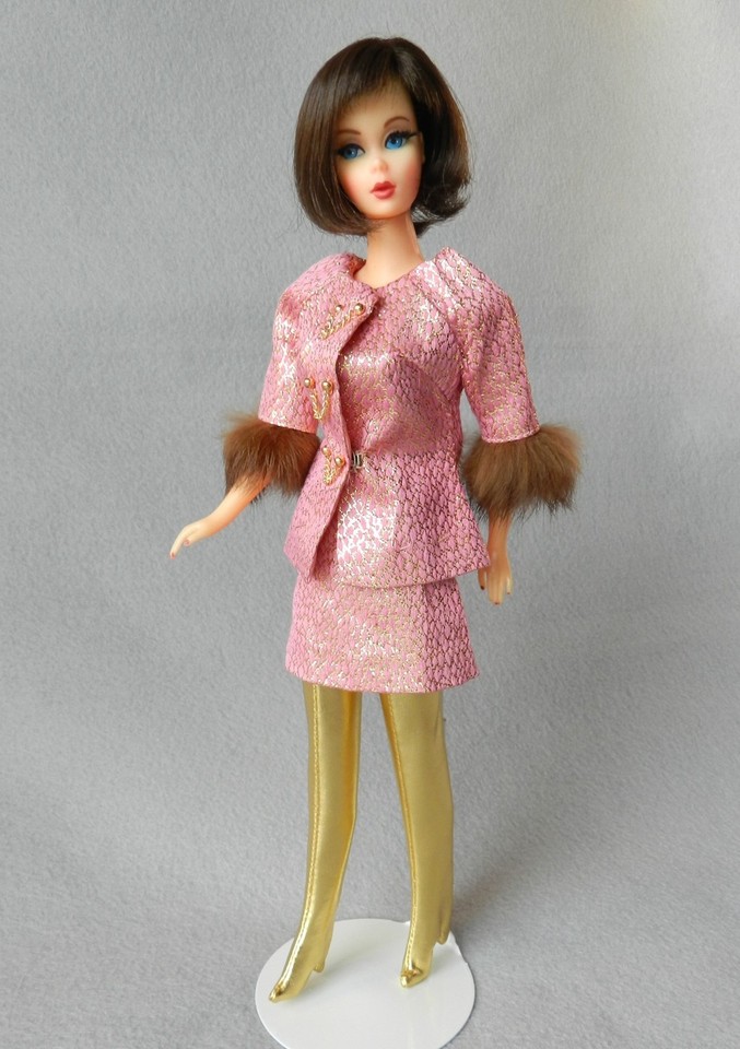 Barbie accessories HANDMADE vintage mod REPRO boots hip style GOLD LAME ...