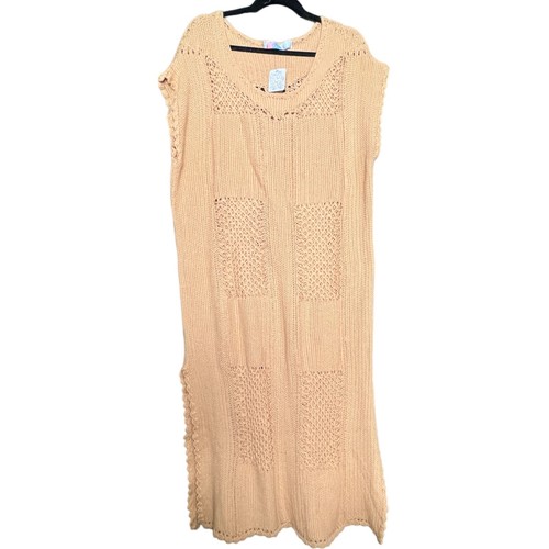 Free People FP Beach Lost At Sea Dusted Yellow Crochet Knit Midi Dress ...