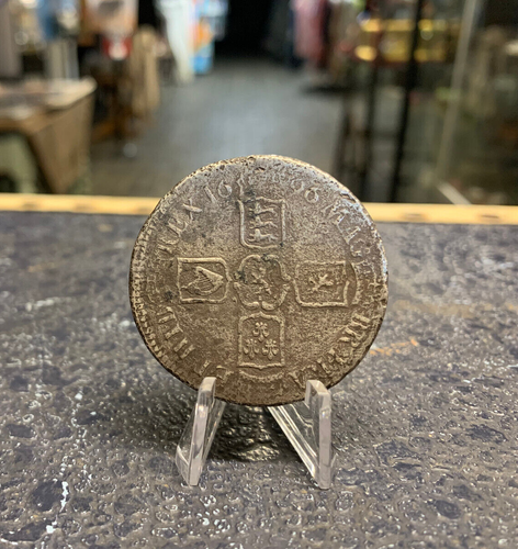 Genuine 1696 King William III Silver Crown Coin Rare Date Milled ...