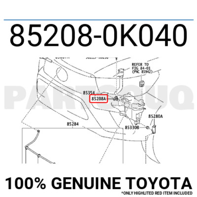 852080K040 Genuine Toyota ACTUATOR SUB-ASSY, HEADLAMP WASHER, LH 85208 ...