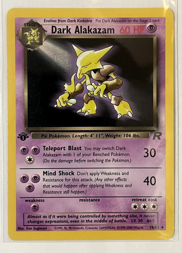 POKEMON DARK ALAKAZAM 1ST EDITION BASE SET TEAM ROCKET | NEAR-MINT ...