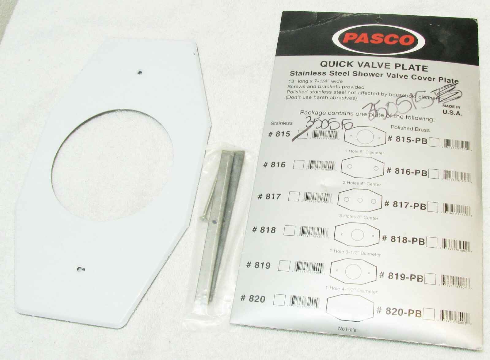 PASCO 815 Smitty Quick Valve Cover Plate Stainless Steel 2 hole 5" Hole ...