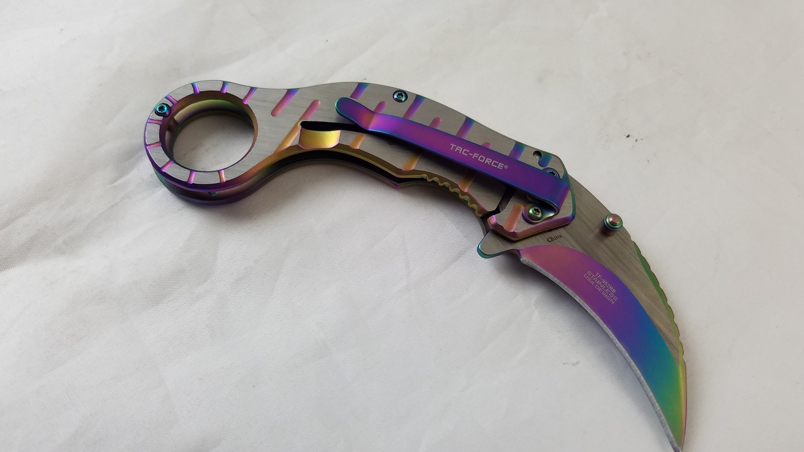Tac Force Framelock A/O Rainbow Spectrum Handle Karambit Folding Knife ...