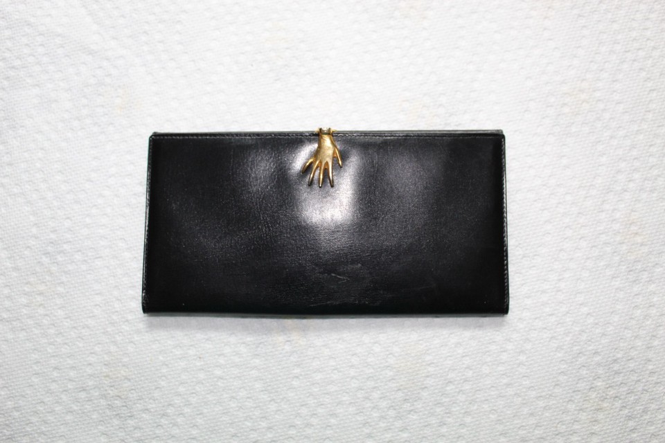 GUCCI RARE Vintage 70's Metal Hand Clasp Wallet Black and Green | eBay
