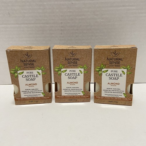 Natural Sense Pure Castile Soap Almond 5 oz Bar Lot of 3 Natural ...