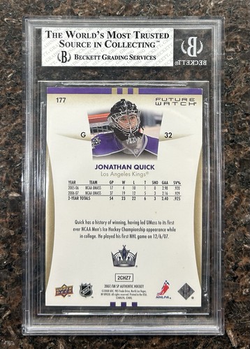 2007-08 SP Authentic FW Jonathan Quick RC BGS 8 Rookie Rare /999 | eBay