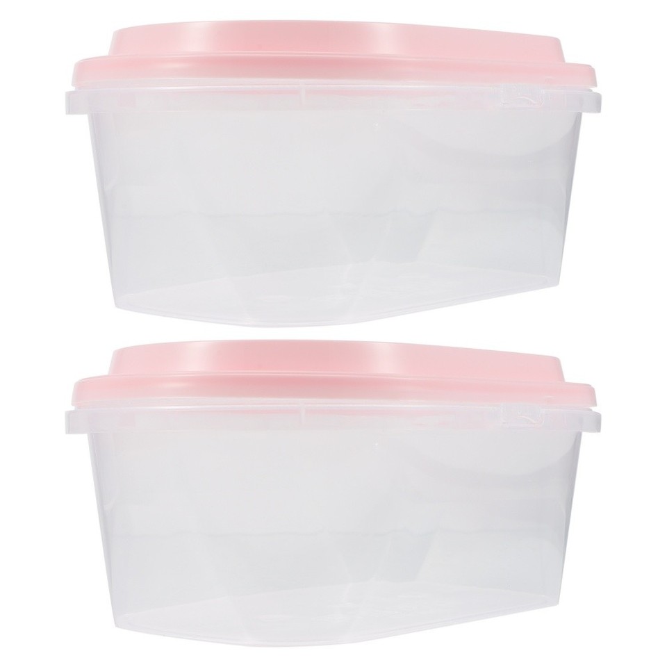 1 Set 2Pcs Oval Cake Boxes Ice Cream Containers Plastic Ice Cream Tubs ...