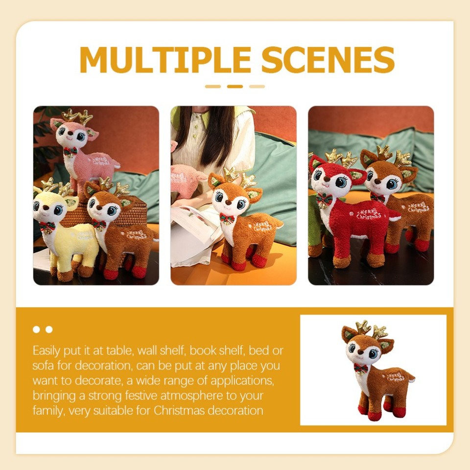 Reindeer Craft Holiday Party Figurine Stuffed Plush Toy Forest Animals ...