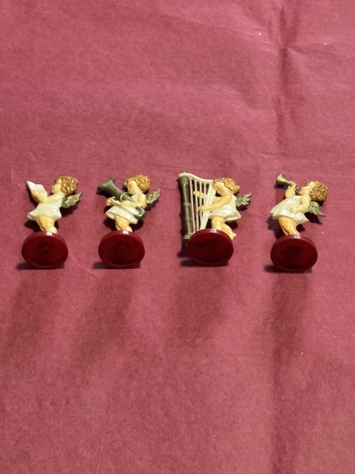 Vintage Lot 4 Christmas Angels Made in Germany 2" tall plastic ...