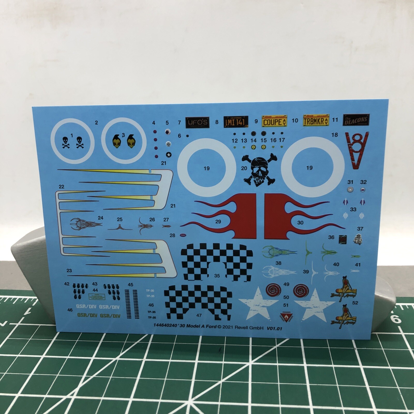 FOB Model A V8 Ford Hot Rat Rod Scallops DECAL SHEET RVL 1:25 LBR Model ...