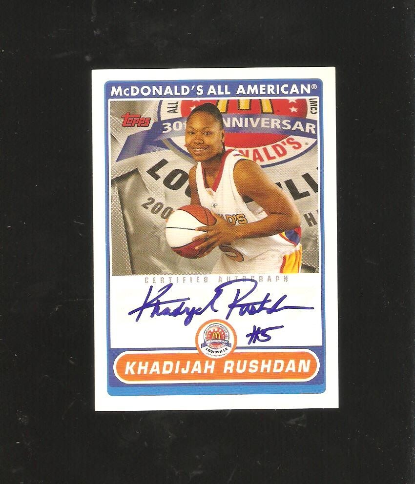 khadijah rushdan 2007 all- american autograph wnba,rutgers,st.elizabeth ...