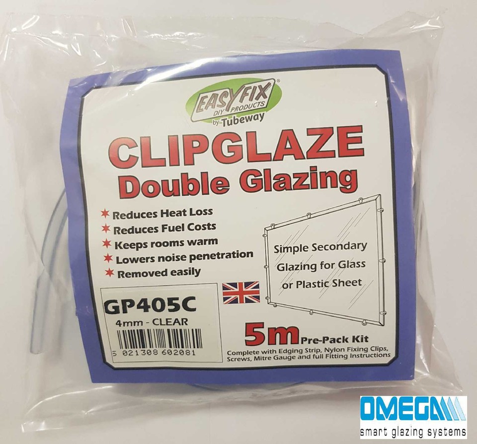Clipglaze EasyFix Secondary Glazing Kit for 2mm - 6mm glass or plastic ...