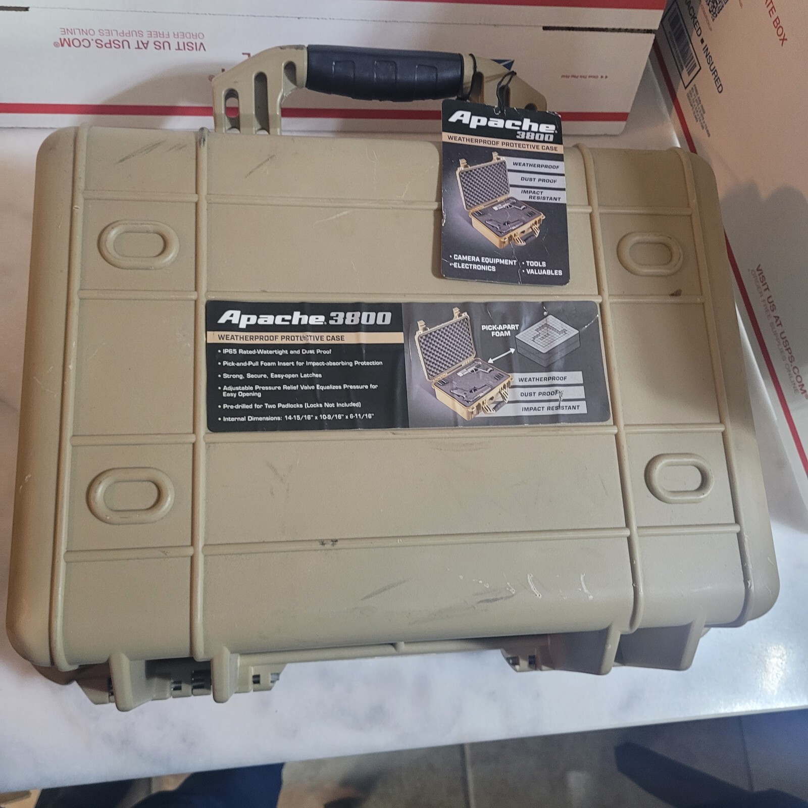 Apache 3800 Weatherproof Protective Hard Case With Full Uncut Foam TAN COLOR | eBay