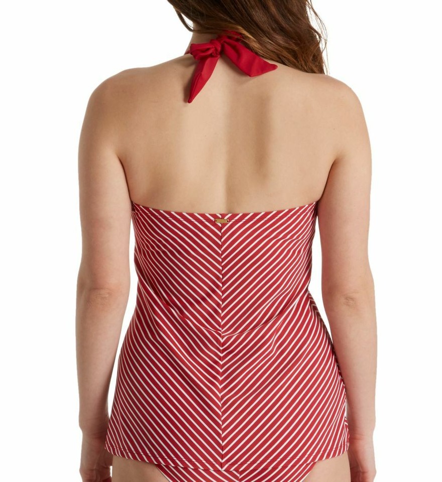 Panache RED/WHITE Britt Stripe Halter Tankini Top, US 32D, UK 32D | eBay