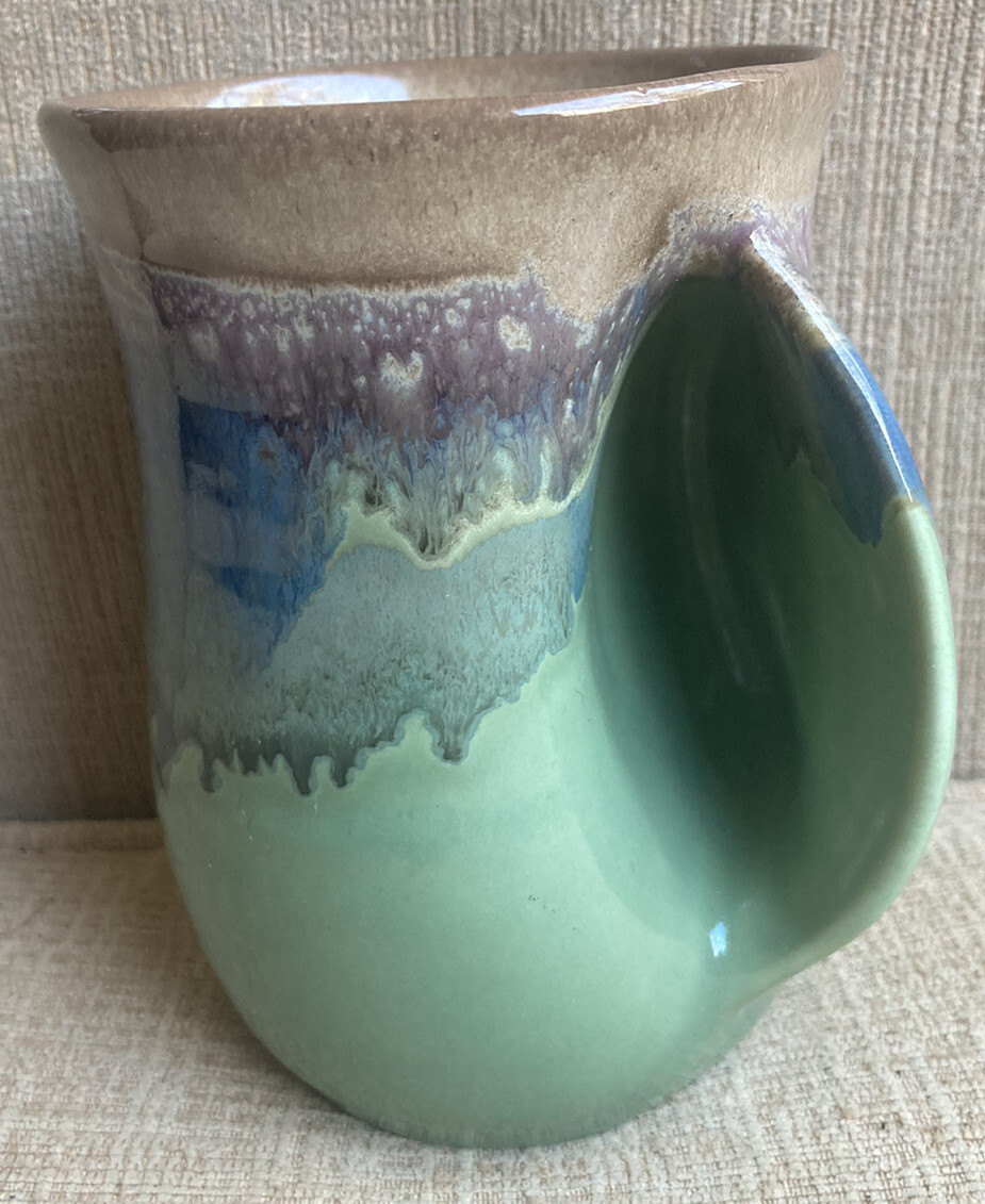 Neher Art Pottery Right Hand Warmer Mug Cup Blue Green 2017 Signed ...