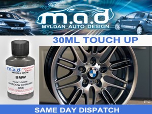 BMW SHADOW CHROME A56 ALLOY WHEEL TOUCH UP PAINT 30ML CURB SCRATCH M ...