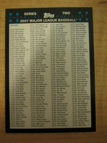 2007 Topps Baseball Series 2 Checklist #1 of 3 | eBay