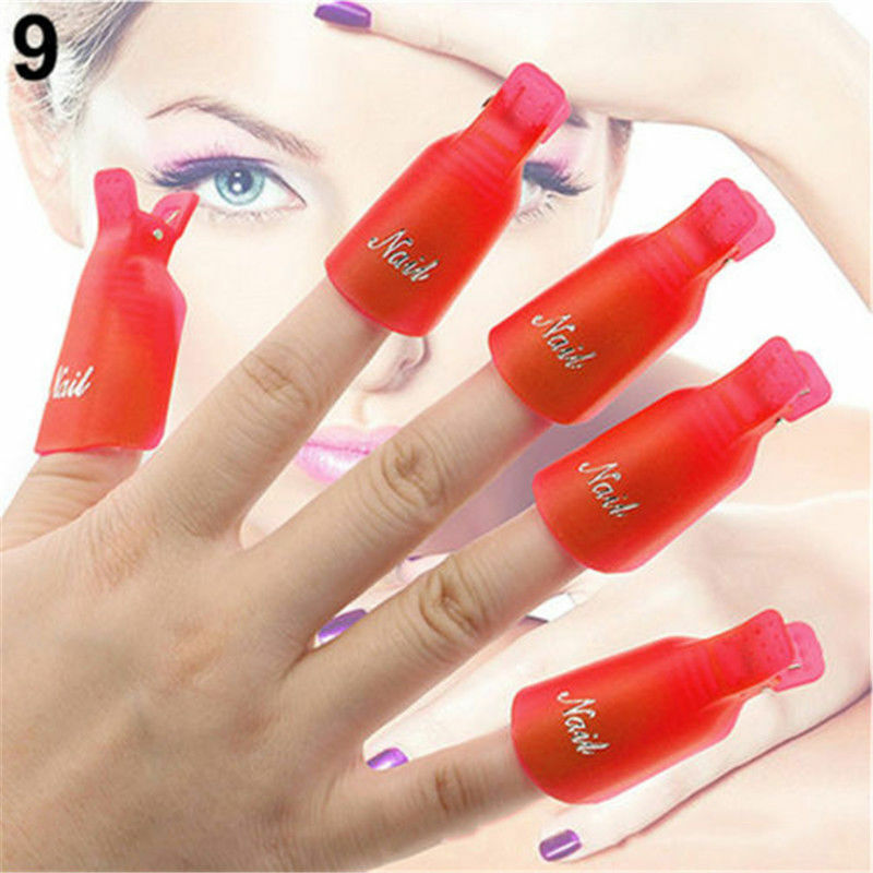 10Pcs Silicone UV Gel Polish Remover Wraps Soak Off Cap Clip Nail Art ...