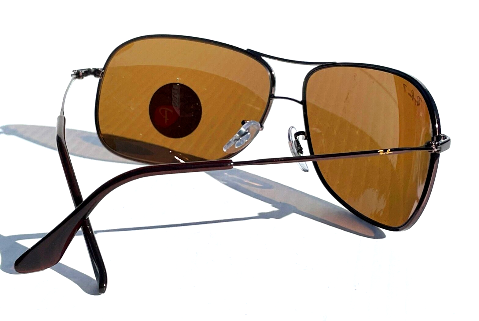 NEW RAY BAN Bronze 64mm Aviator POLARIZED Brown lens Sunglass RB3267 | eBay