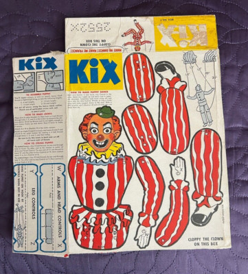 KIX CEREAL BOX BACK CLOPPY THE CLOWN C. 1940'S UNCUT | eBay