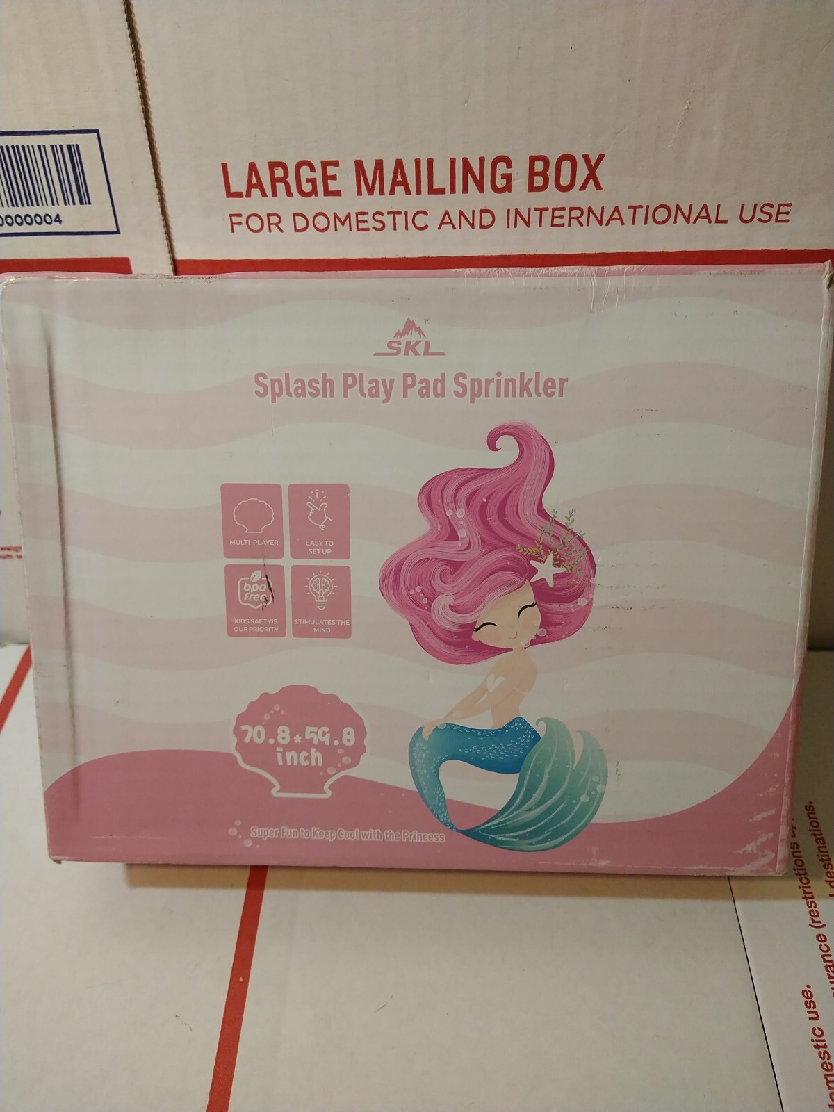 Pink Mermaid Blue Shark Sprinkler Splash Play Pad Kids Large Splash ...