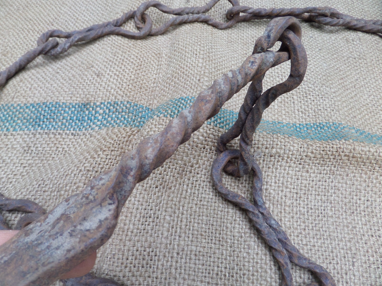 HUGE ANTIQUE CHIMNEY CHAIN HEARTH FIREPLACE COOKING TRAMMEL HOOK ...