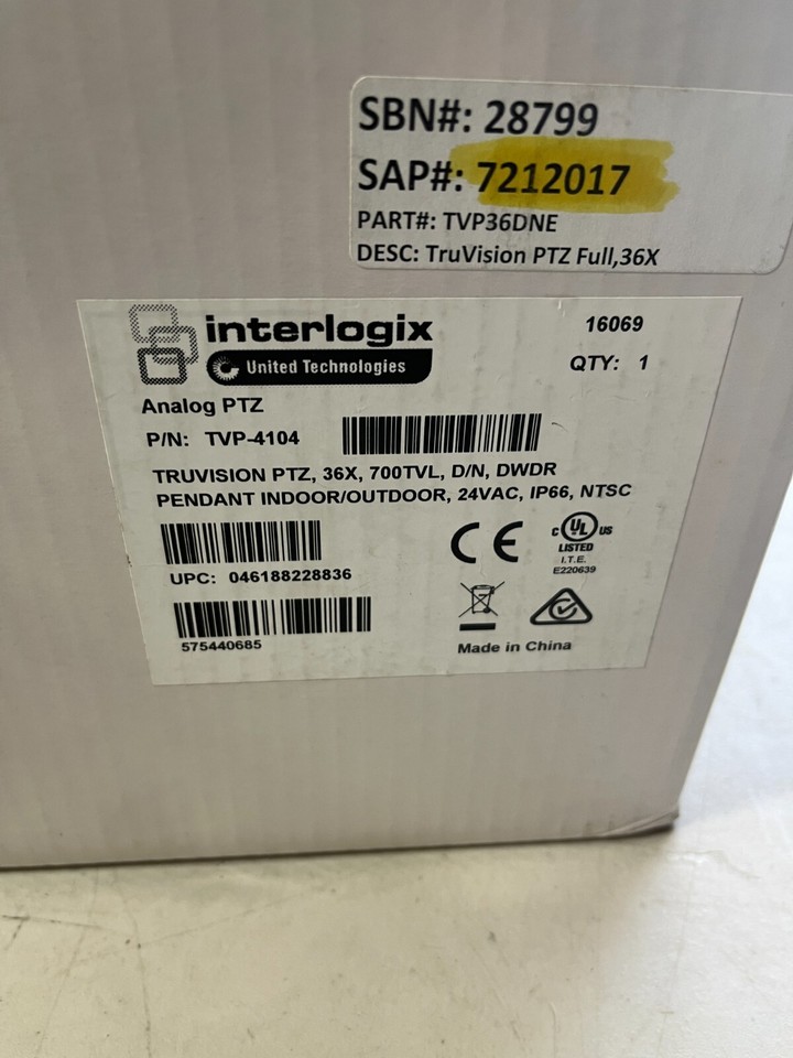 NEW IN BOX UTC Interlogix TVP-4104 TruVision PTZ Analog Dome Camera 36X ...
