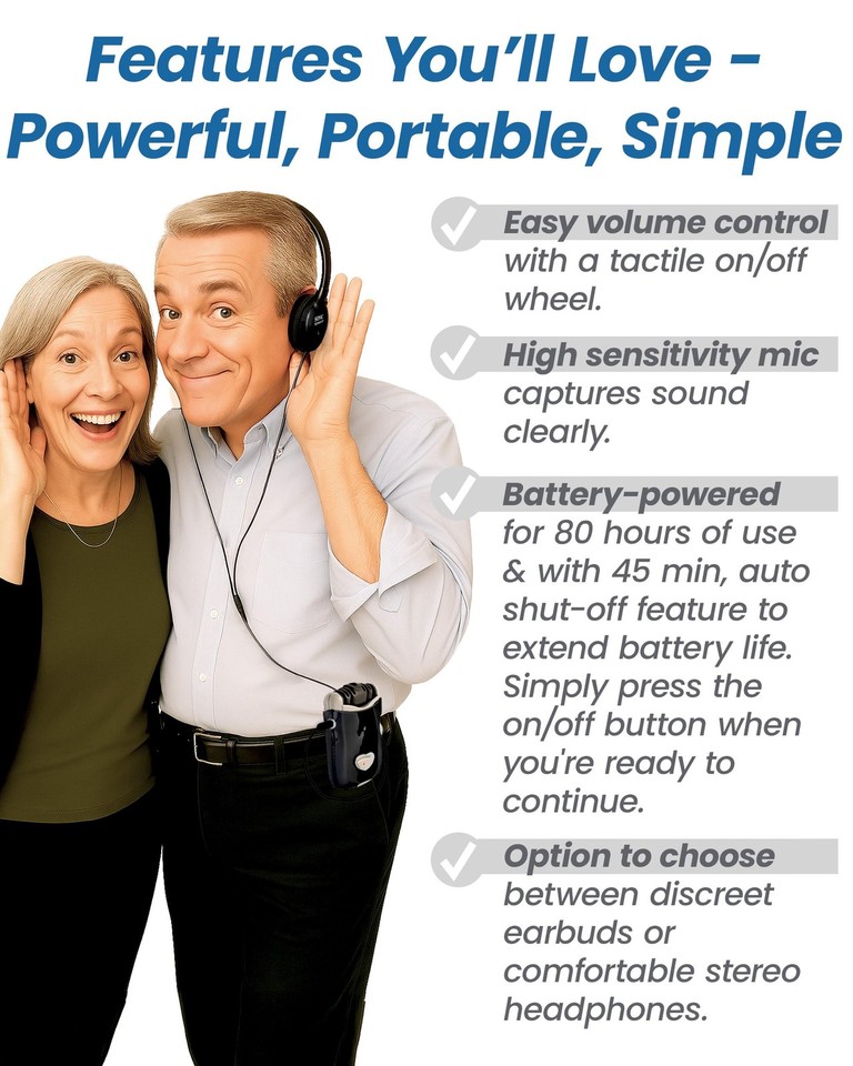 Personal Sound Amplifier, Pocket Sound Amplifier, Headphones & Discreet ...