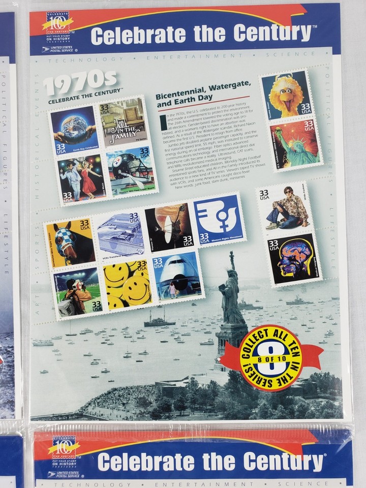USPS Celebrate The Century Stamp Sheet Sets 1960's, 70's, 80's & 90's ...