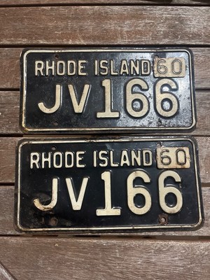 1959-60 Rhode Island License Plate Pair JV 166 | eBay