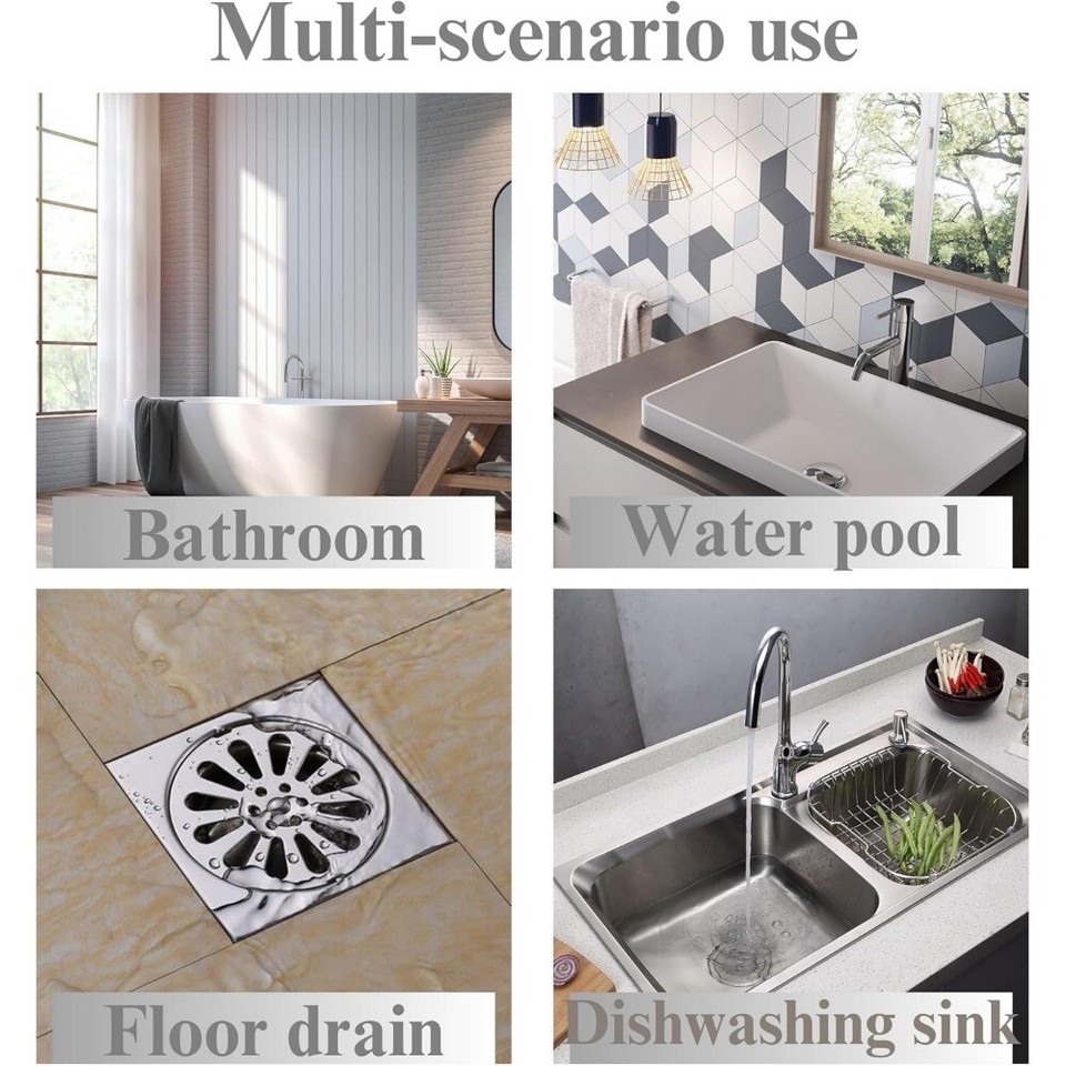 50x 4x4 Fiberglass Disposable Drain Covers Self-Adhesive Hair Catcher ...