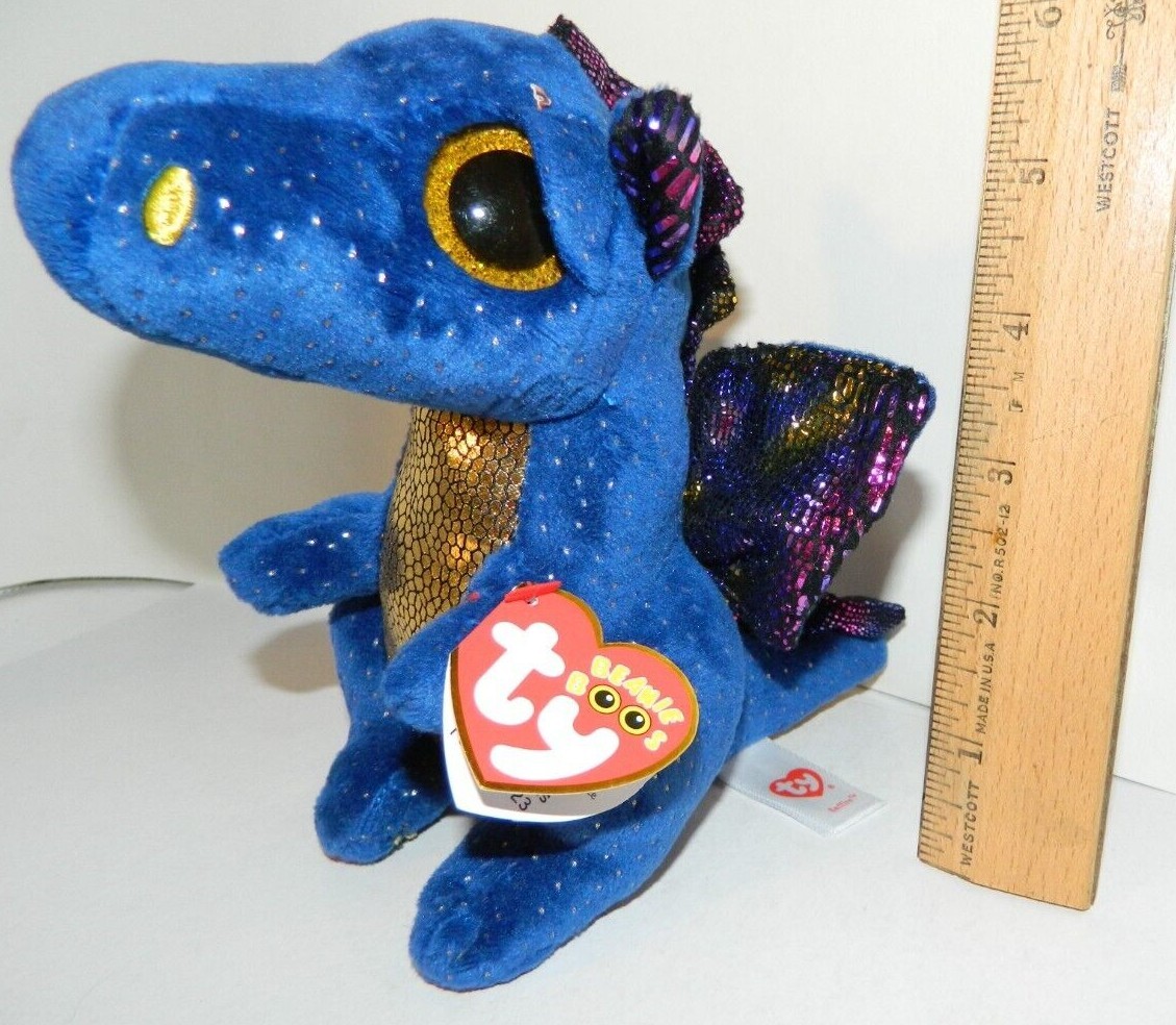 TY Saffire the Blue Dragon BEANIE BOOS 6" Reg size Mint Fresh pull | eBay