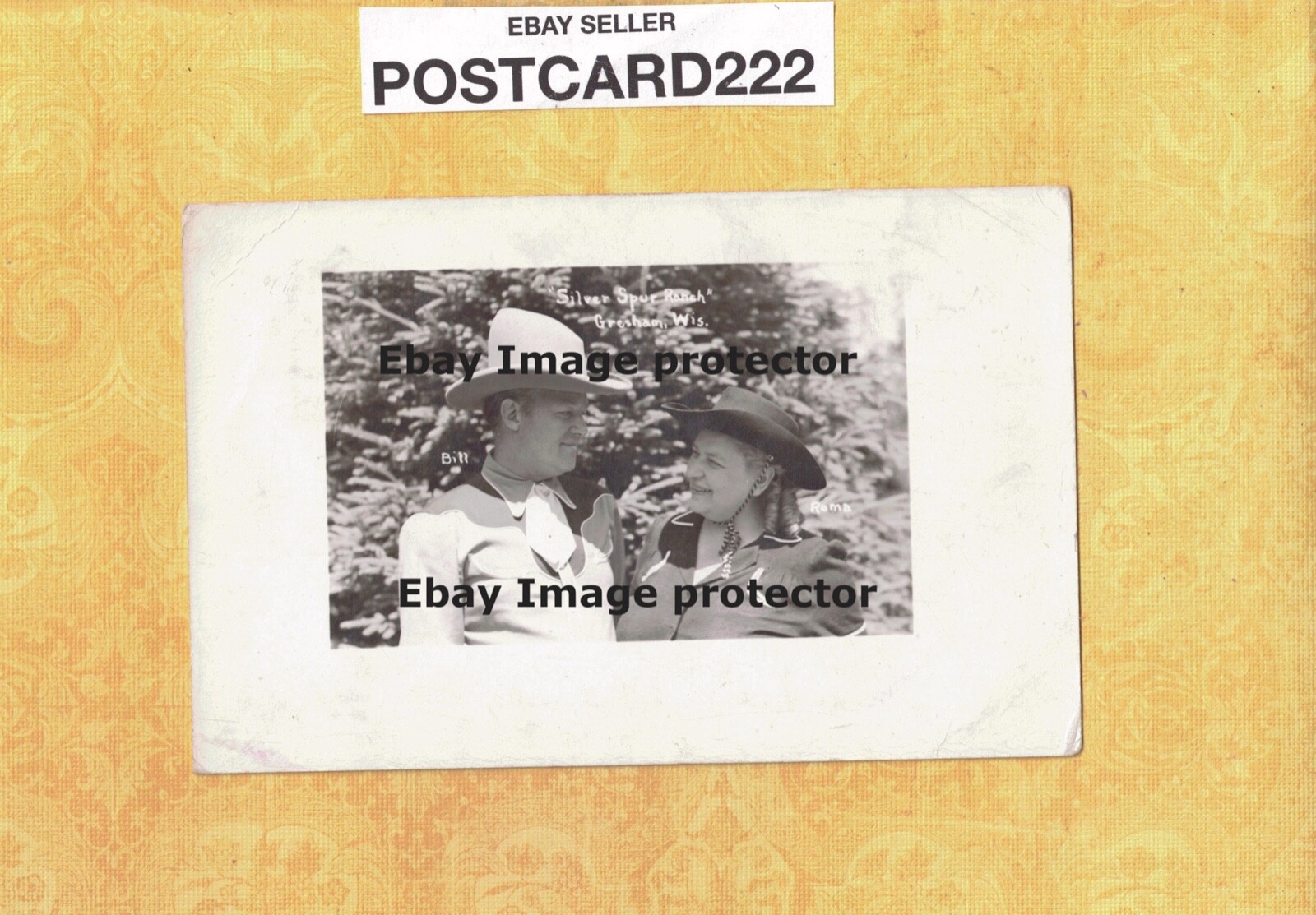 WI Gresham 1947 RPPC real photo postcard SILVER SPUR RANCH Bill & Roma ...