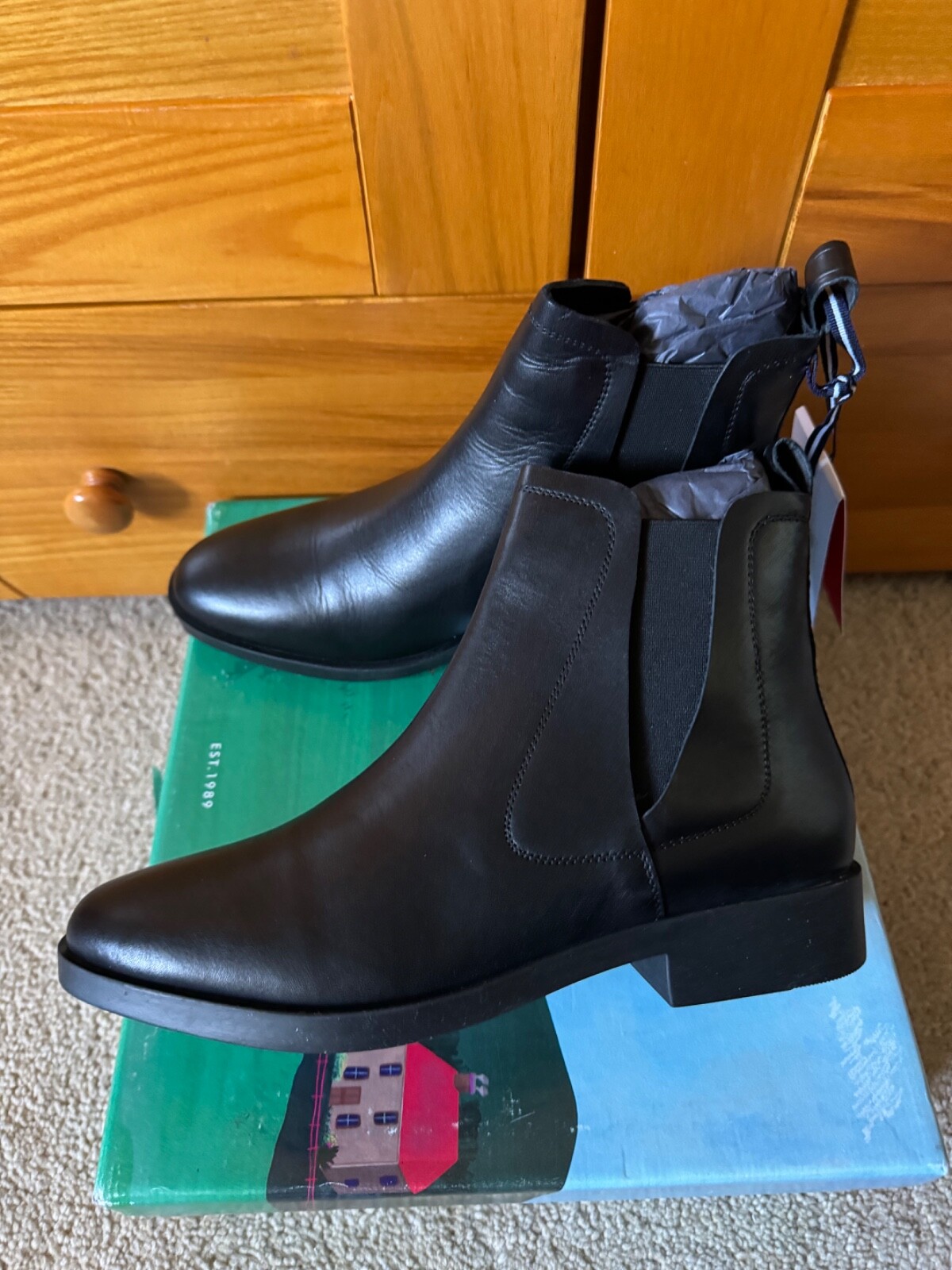 Joules Cheltenham Womens Chelsea Boots Black Leather Size UK 6 EU 39 ...