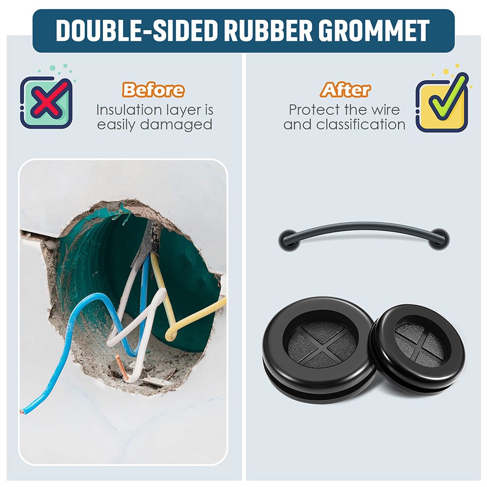 Round Rubber Plug Hole Grommet for Protecting Cable Wire Hole Plug 16mm ...
