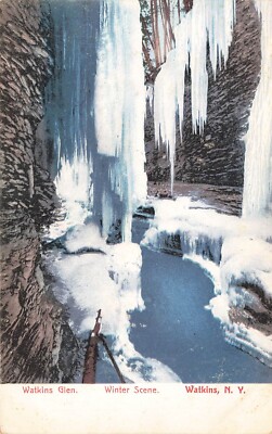 Watkins Glen Winter Scene Watkins New York Postcard Snow Ice Water ...