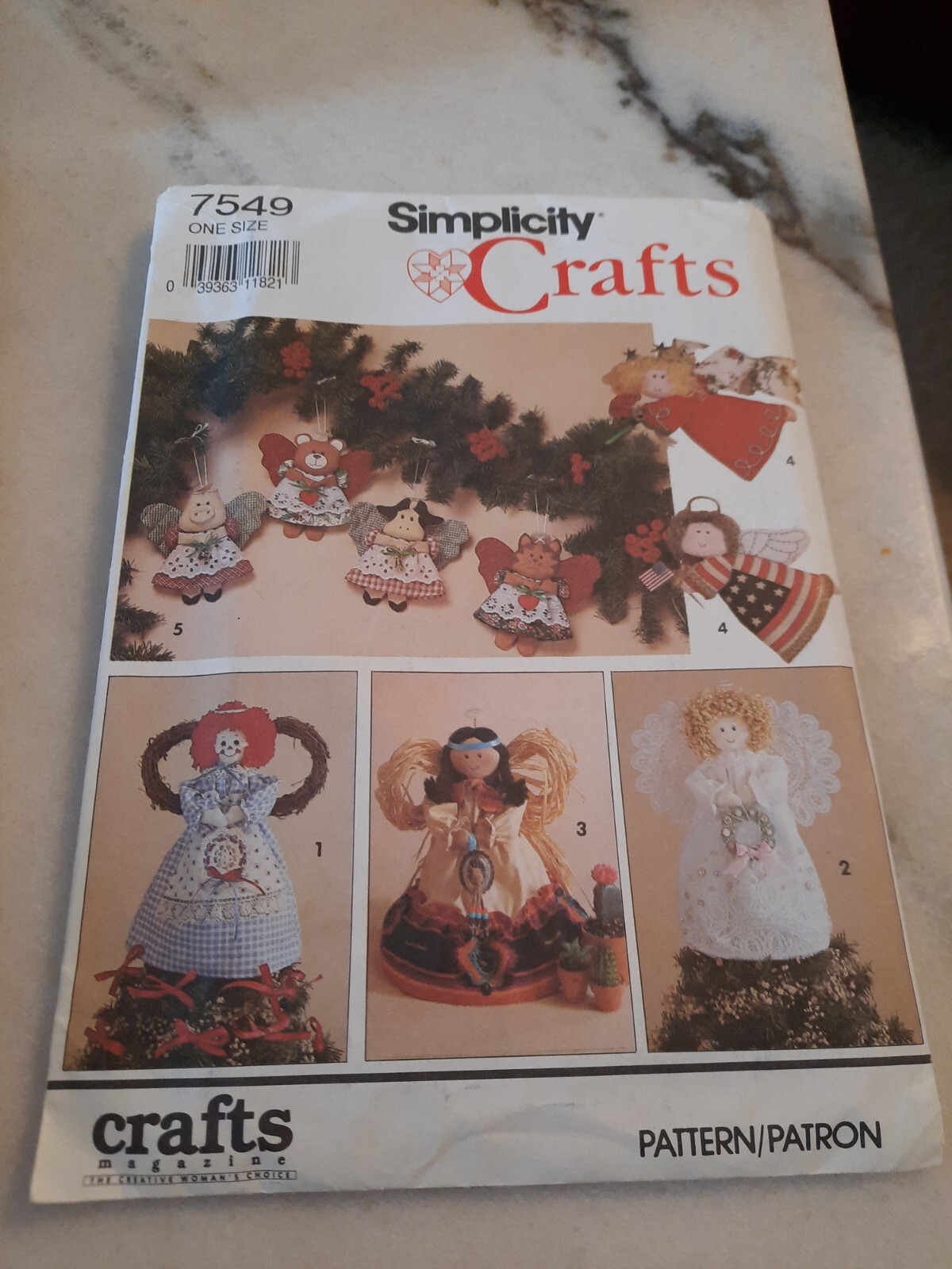 Simplicity Crafts 7549 Angel Tree Topper Ornaments 1991 Sewing Pattern ...