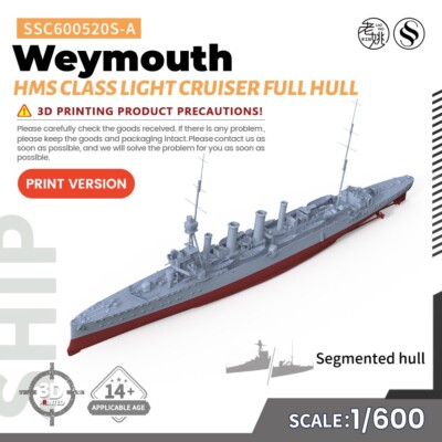 MRY-SFW 1/600 HMS Weymouth Class Light Cruiser Full Hull | eBay