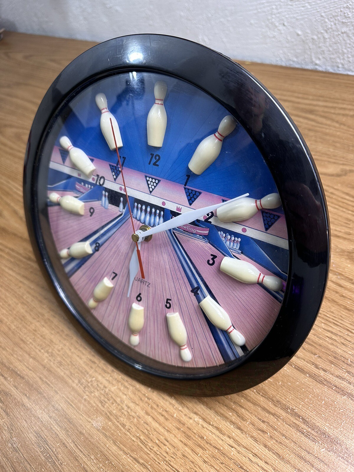 Vintage Black Bowling Alley Wall Clock Shontek Made in Taiwan *BROKEN ...