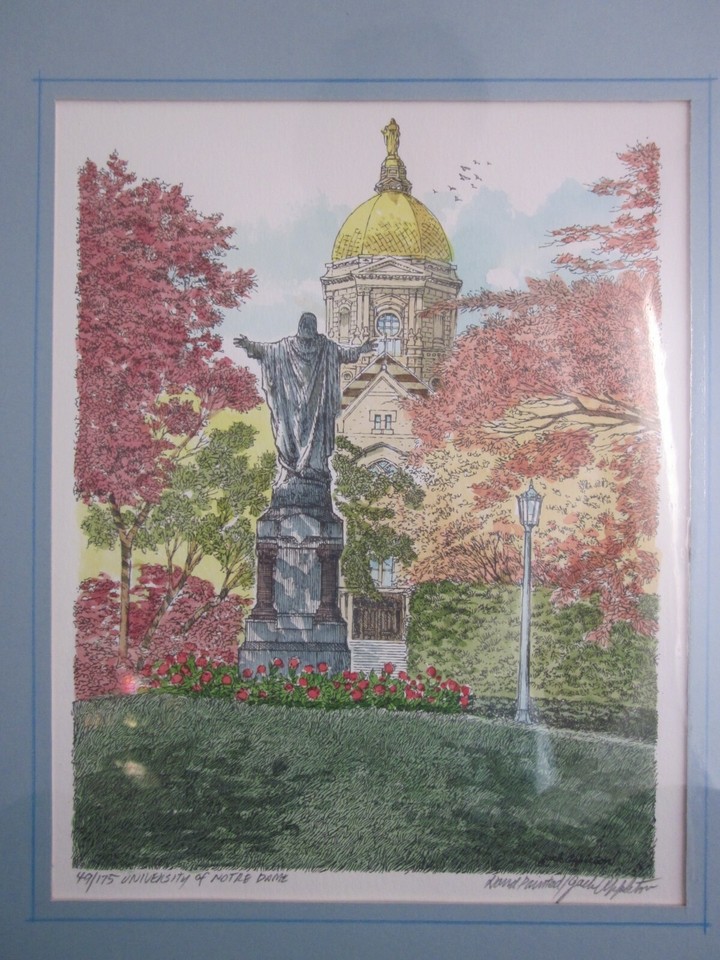 Notre Dame JACK APPLETON Jesus & Golden Dome Fall Hand Painted LE Print ...