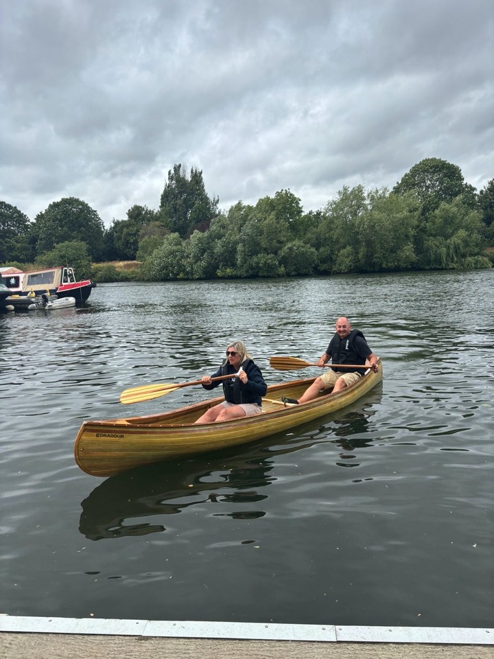 Canoe used. Hand built wood strip double seater Canoe | eBay UK