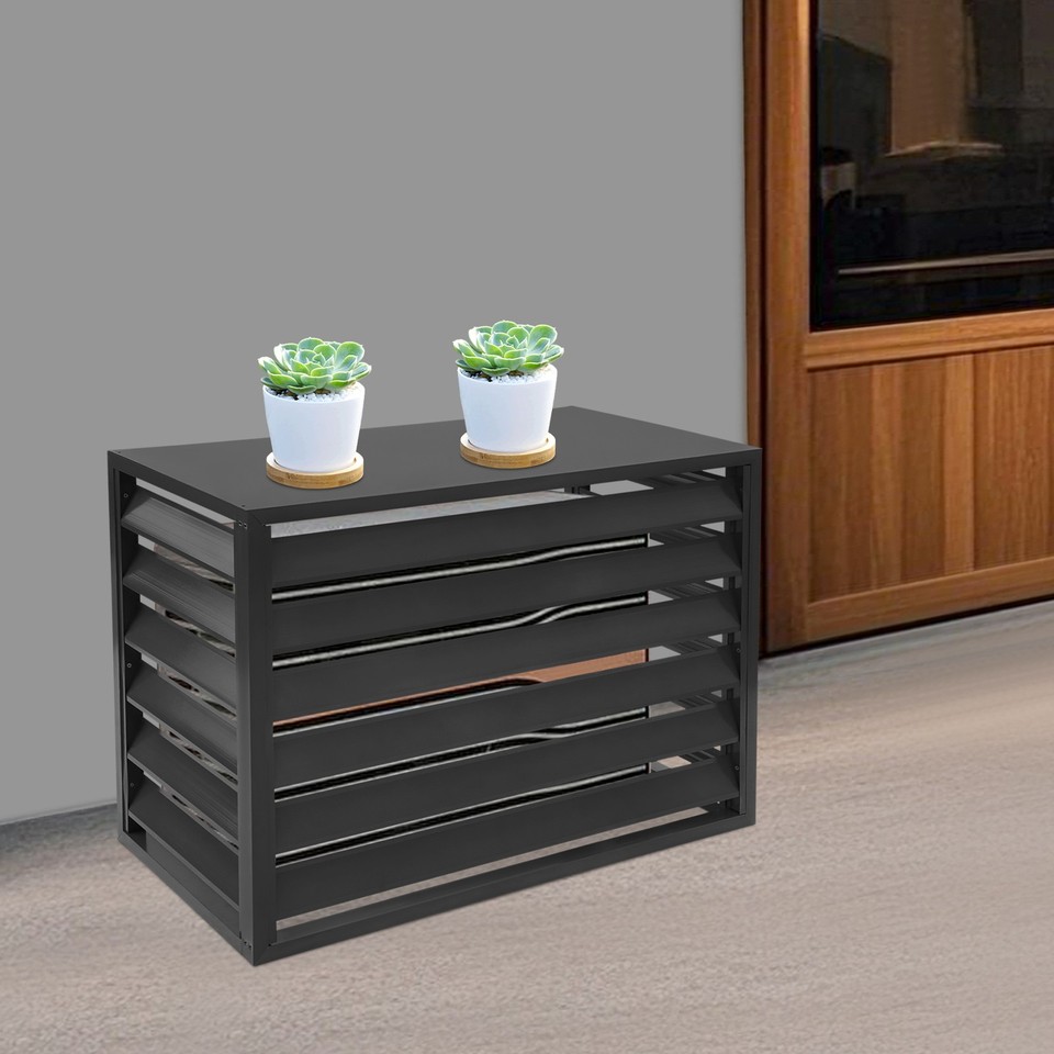Black Rectangular Air Conditioner Fence for Outdoor Units Privacy AC ...