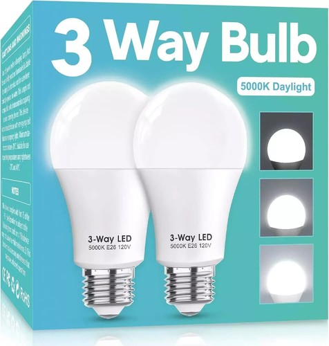 3 Way LED Light Bulbs 50 100 150W Equivalent, Daylight 2 Pack, White | eBay