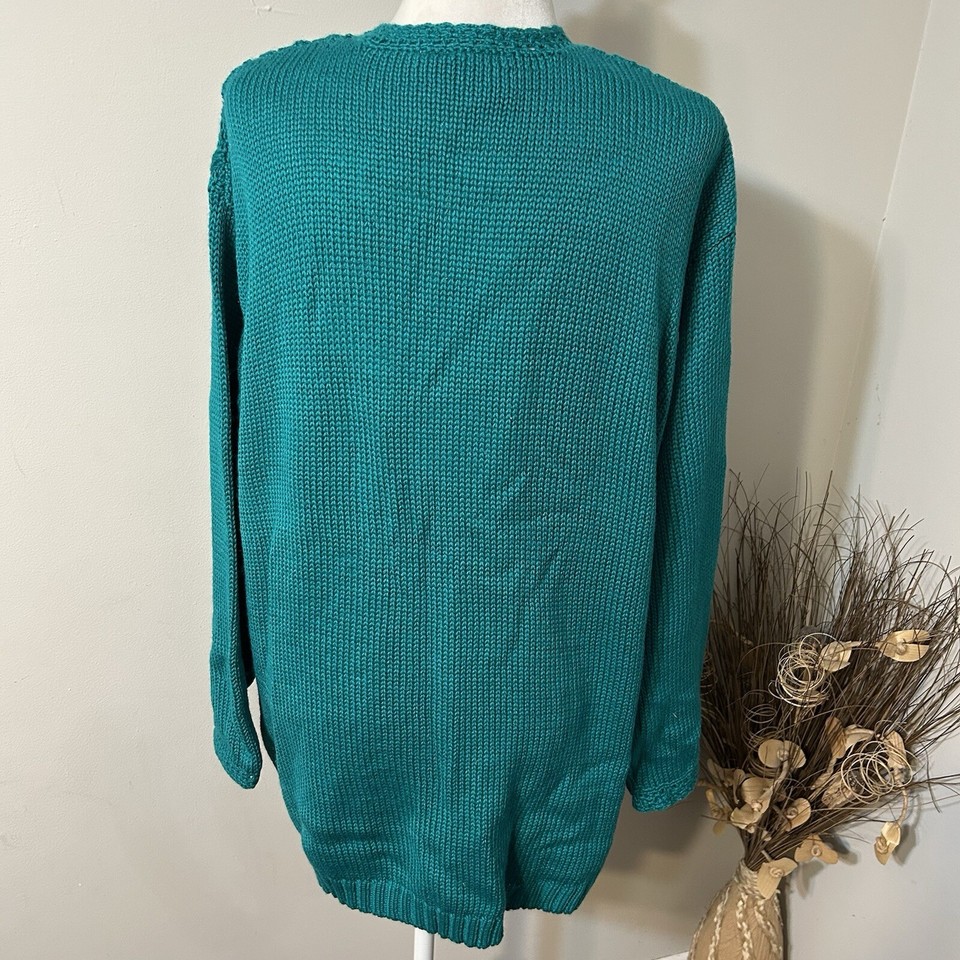 Vtg Original Russ Sport Company Aqua Green Cable Wool Blend Cardigan ...