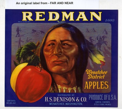 Redman Brand Apple Crate Label - Denison - Blue - 40 lb version ...