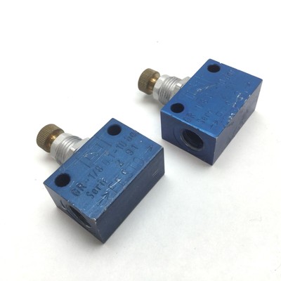 Lot of 2 Festo GR-1/8 Flow Control Valve, Inline, 0.1-10 bar, Ports: G1 ...
